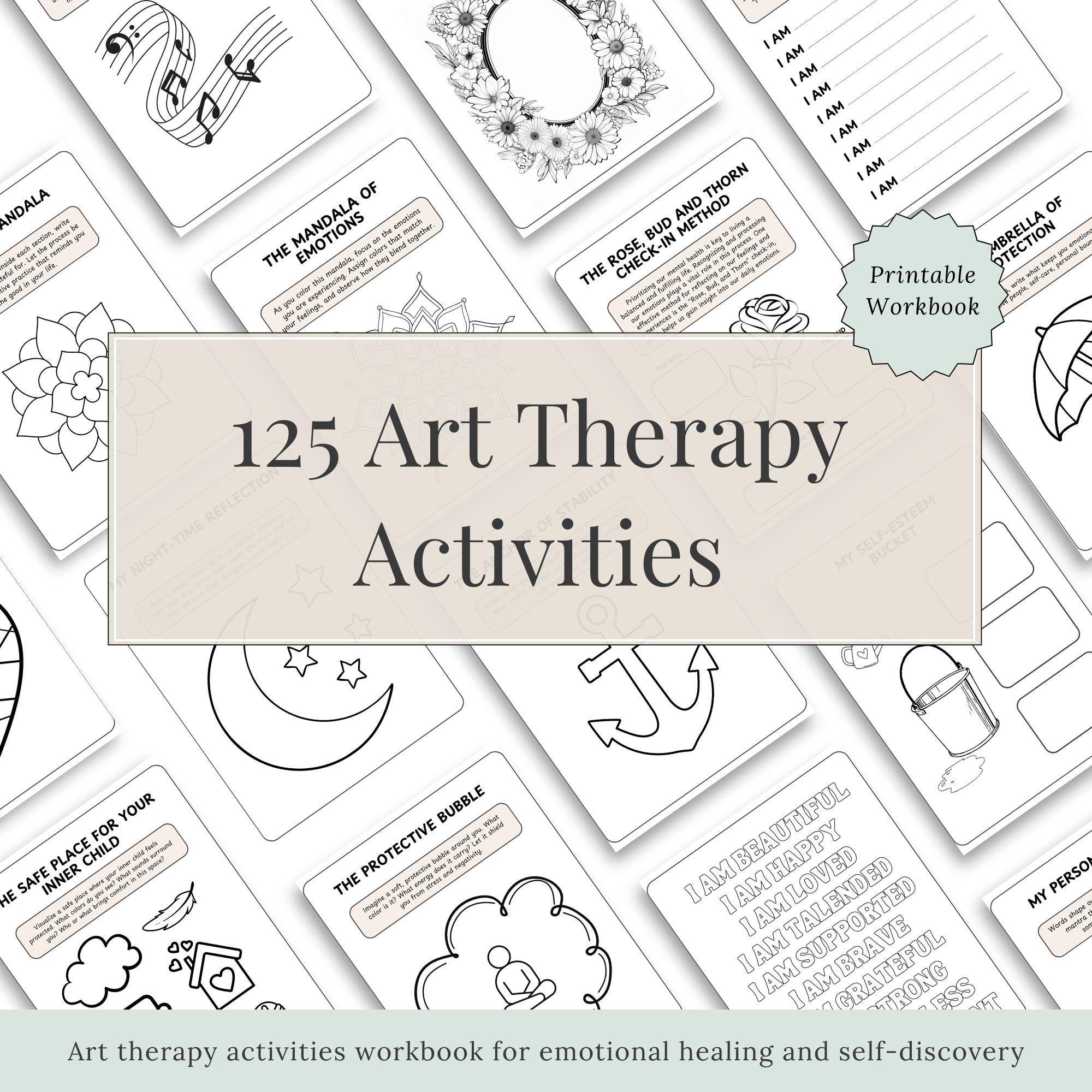 Art Therapy Activities Printable Workbook | 125 Therapeutic Coloring ...