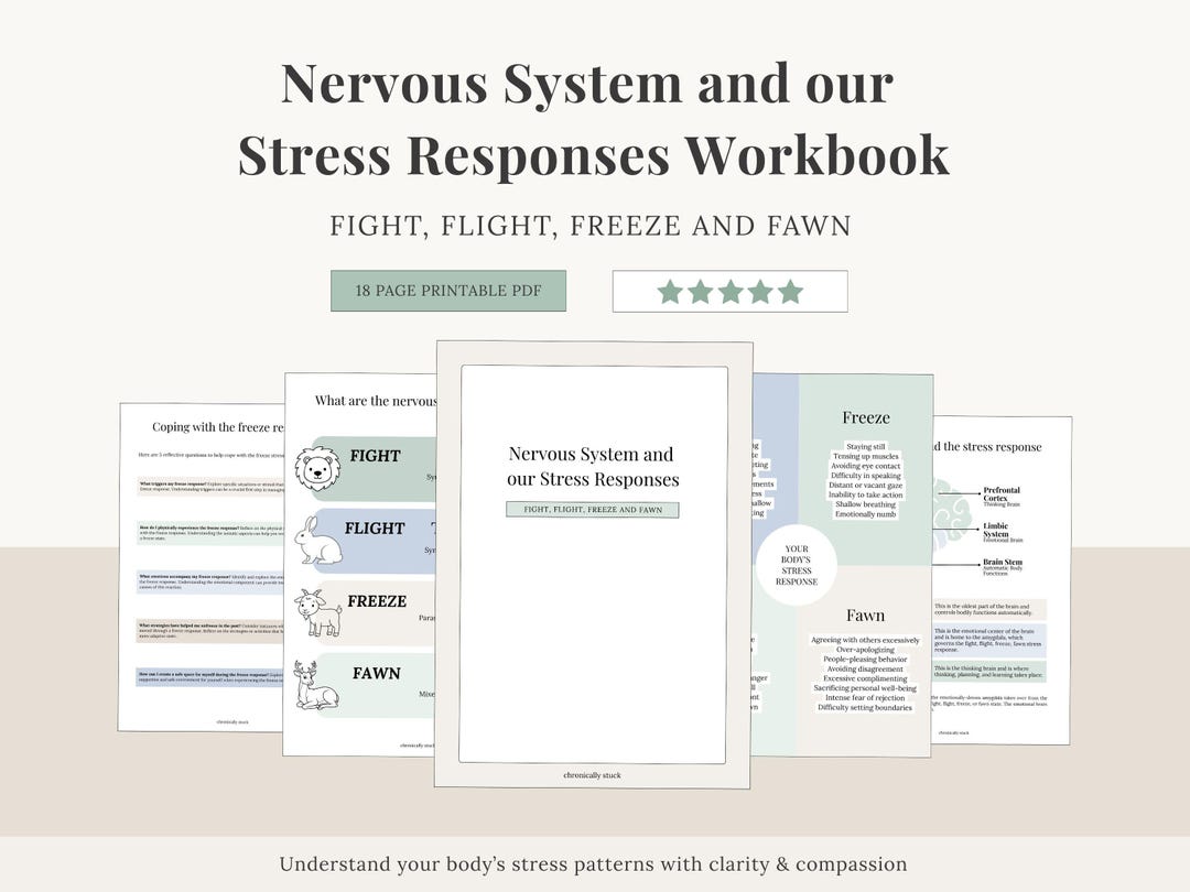 Nervous System & Stress Responses Workbook | Fight Flight Freeze Fawn ...