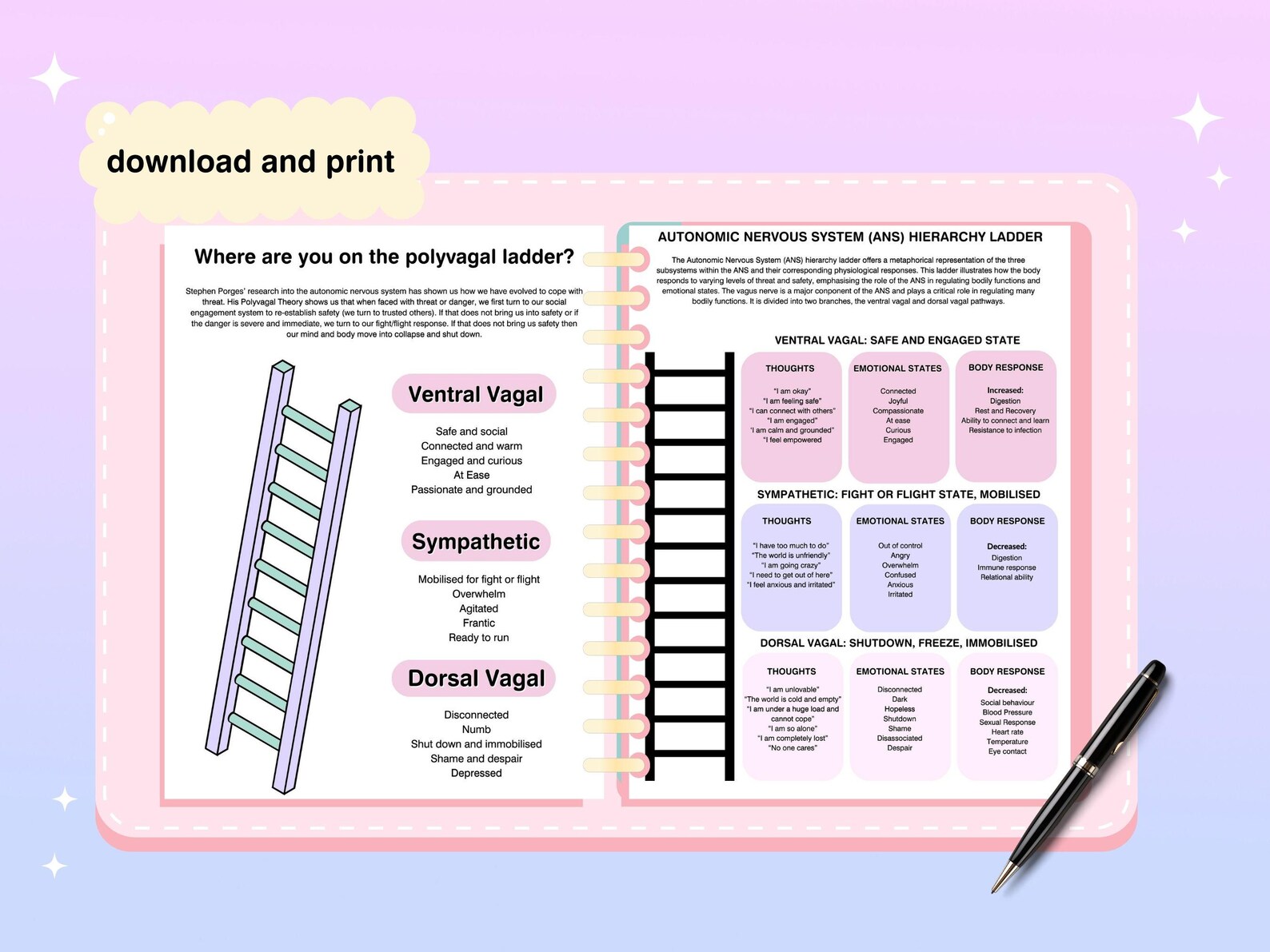 Polyvagal Theory Nervous System Regulation Polyvagal Ladder Cheat ...