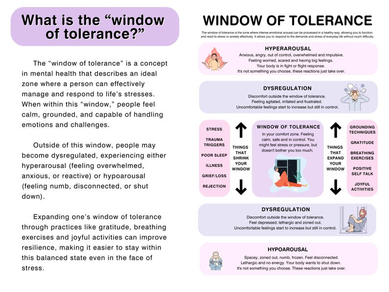 Window of Tolerance Poster Understand Your Arousal States and Learn How ...