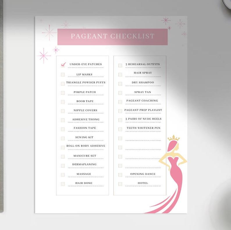 Pageant Checklist - Digital Download - Etsy