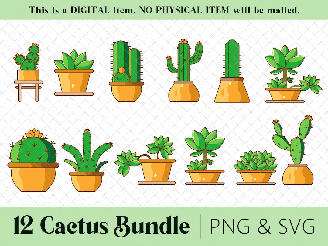 12 Cactus Svg Bundle,succulents Svg,cactus SVG Files for Cricut,cactus ...