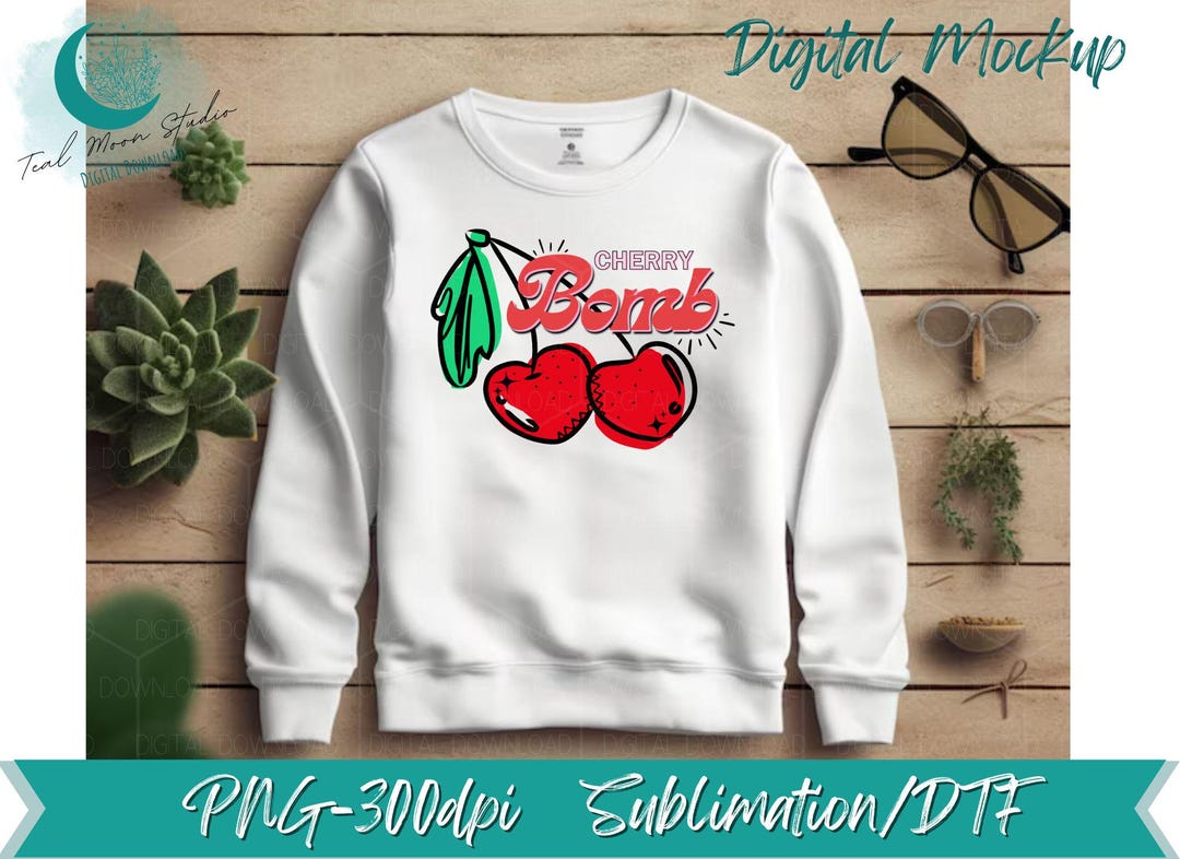 Cherry Bomb Printable Art | PNG for Sublimation & DTF | Instant Digital ...
