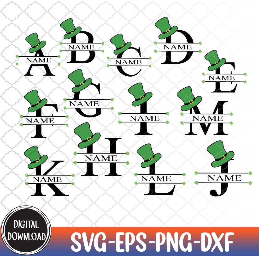 St. Patrick's Day Split Monogram, Green Monogram, Split A-lphabet ...