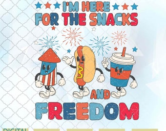 I'm Here for the Snacks and Freedom Png File, 4th of July, American Cow ...