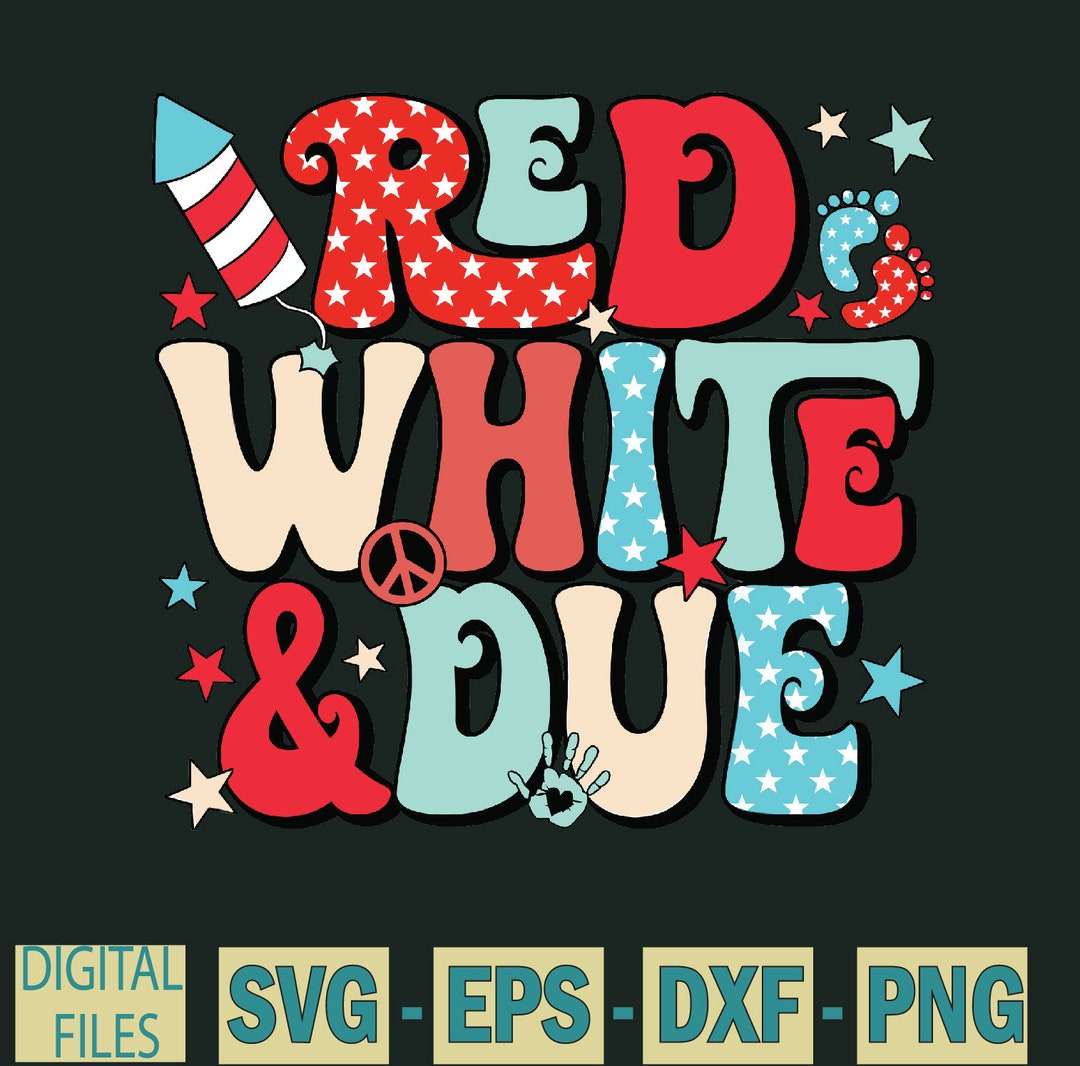 Red White and Due Retro Cute 4th of July Pregnancy Patriotic Svg, Png ...