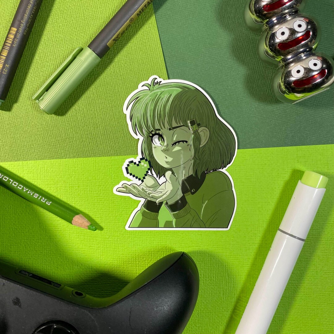 Retro Dating-sim Deredere Anime Girl | 90s 80s Retro Gaming Sticker ...