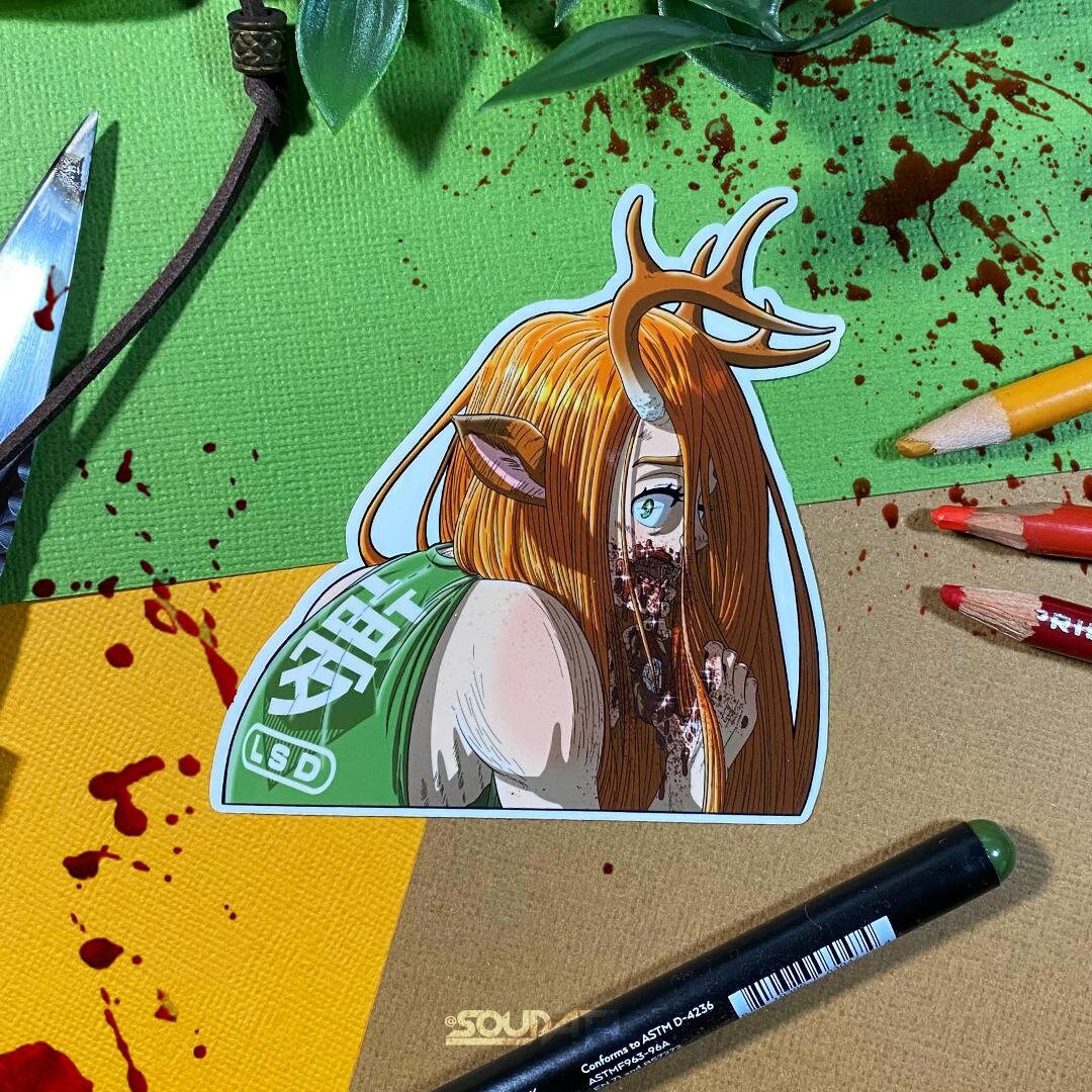 Cryptid Wendigo Girl | Anime Waifu Sticker | 90s 80s Horror Anime ...