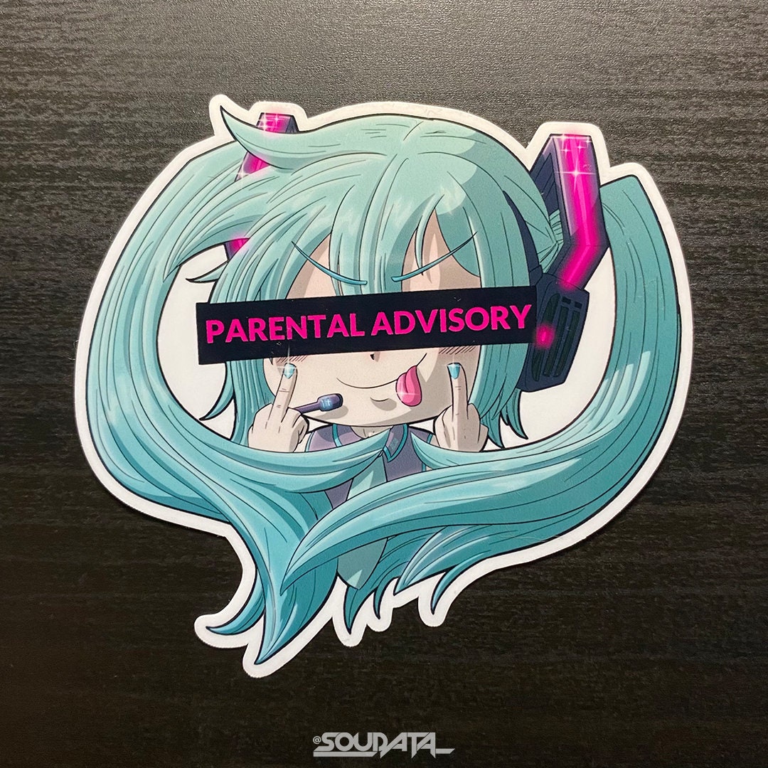 Hatsune Miku Parental Advisory Sticker | Cute Anime Girl Sticker - Etsy