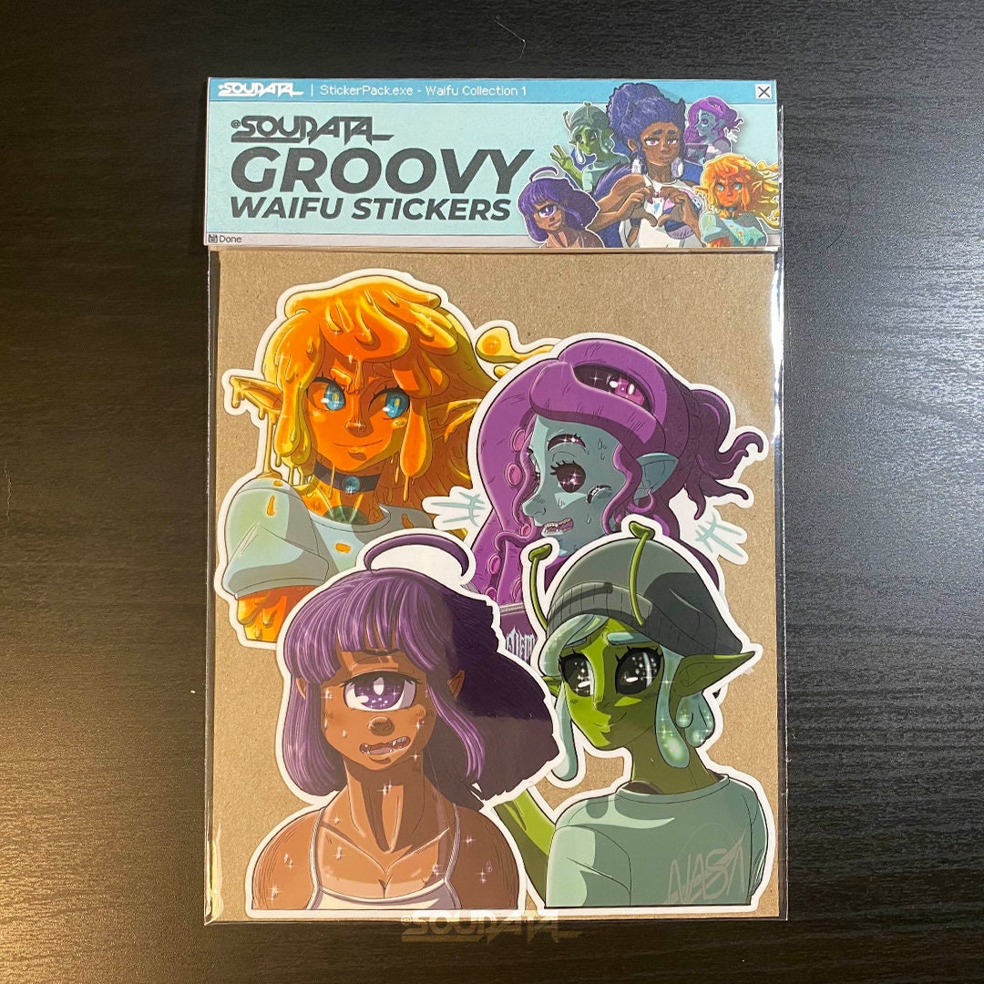 Groovy Retro Sticker Pack Anime Waifu Stickers - Etsy