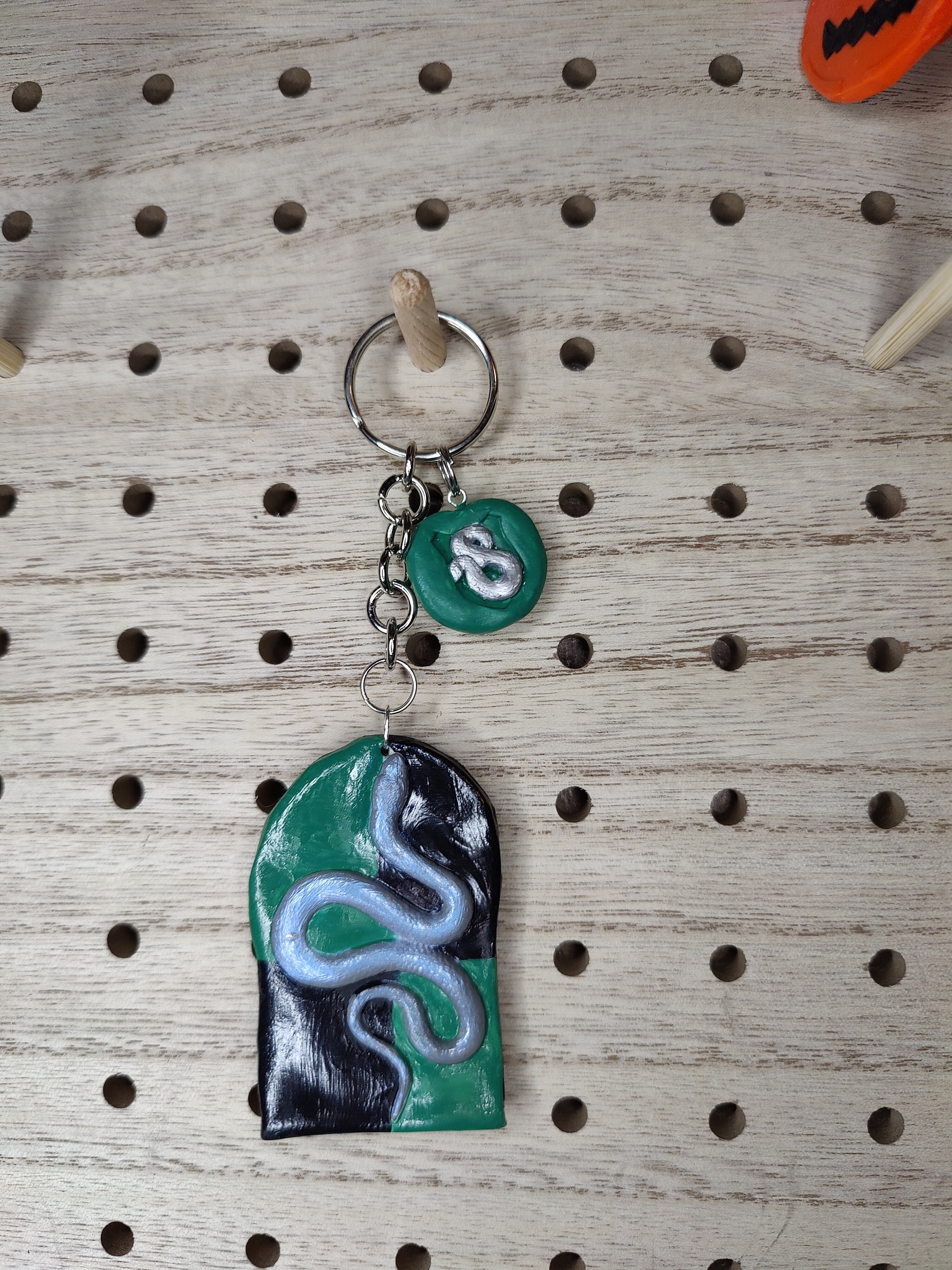 Slytherin House Hogwarts Snake Keychain Clay Sculpted With Magic Witchy ...