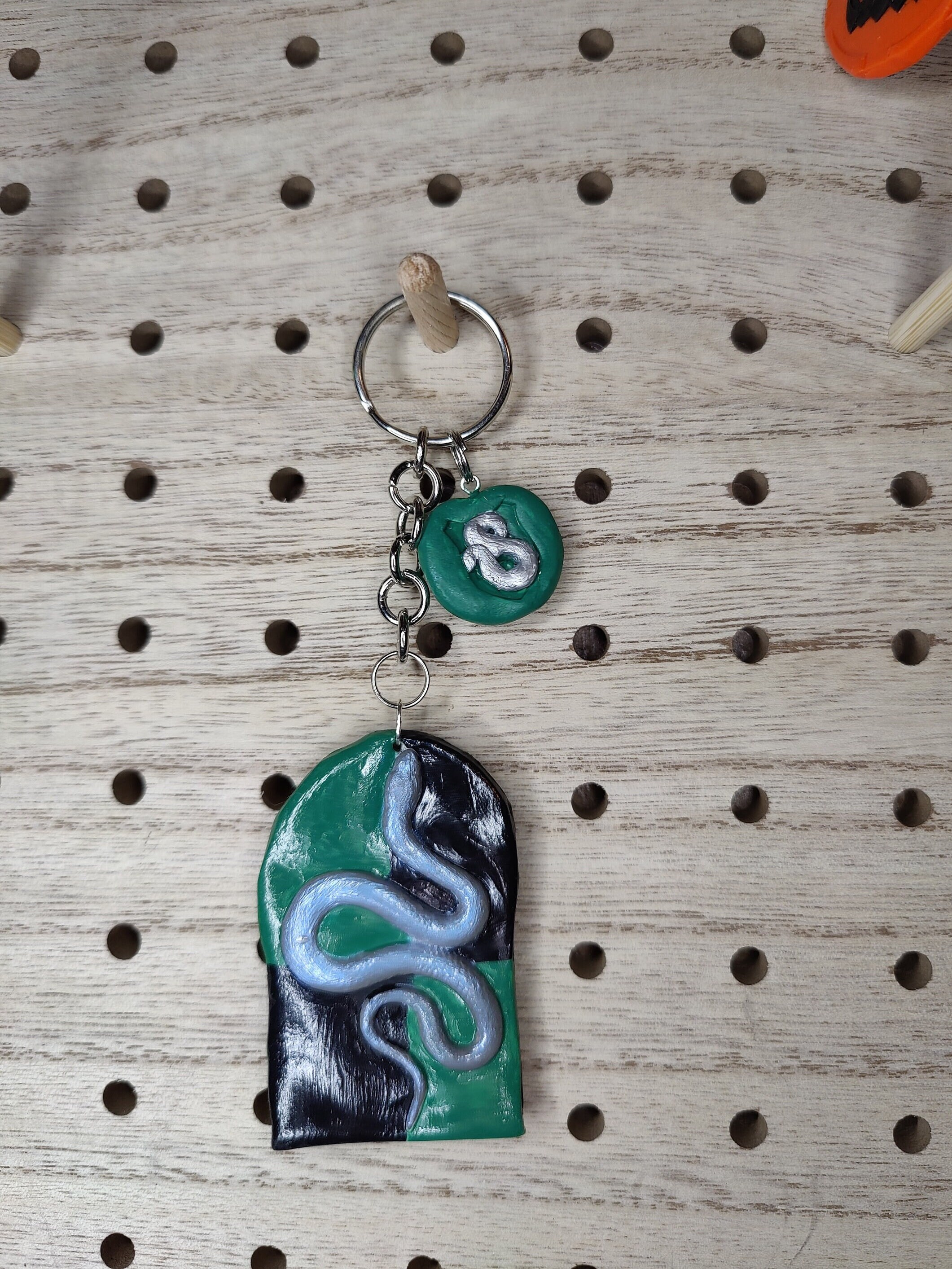 Slytherin House Hogwarts Snake Keychain Clay Sculpted With Magic Witchy ...