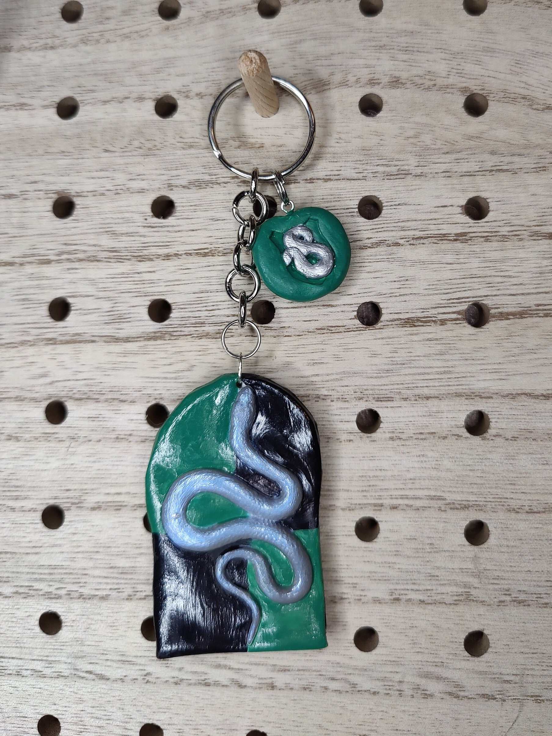 Slytherin House Hogwarts Snake Keychain Clay Sculpted With Magic Witchy ...