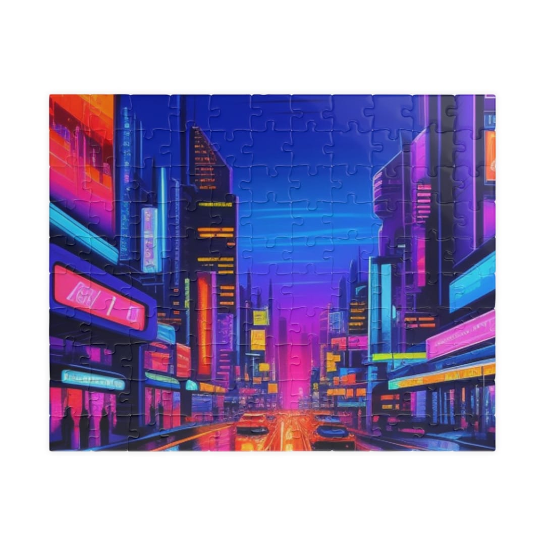 Cityscape Neon Light Puzzles Puzzles for Adults Puzzles - Etsy