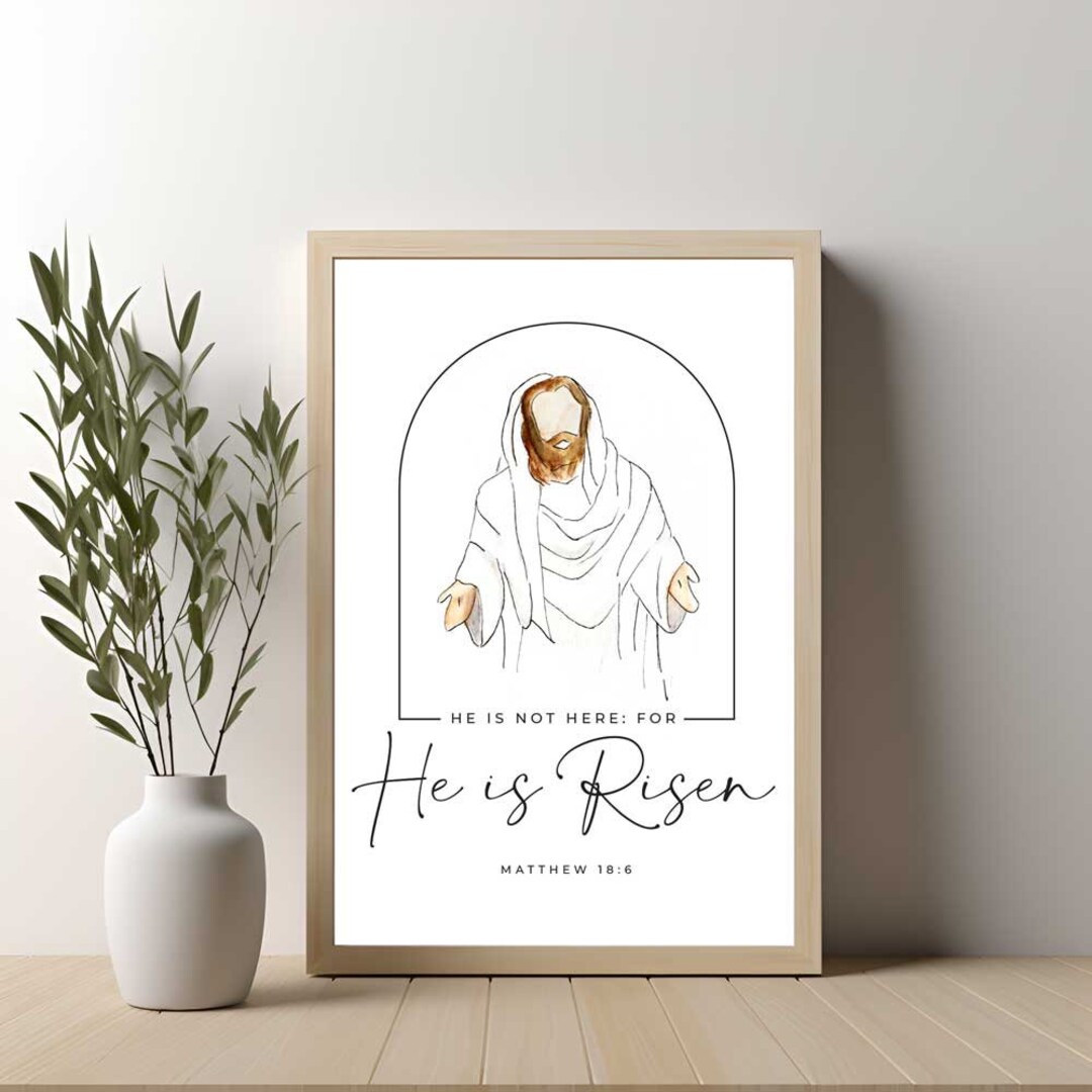 He is Risen Easter Print | Minimalist Bible Verse Wall Art (digital ...
