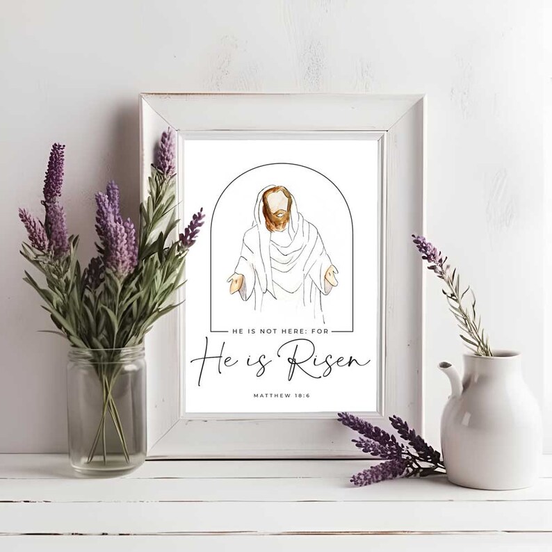 He is Not Here for He is Risen | Matthew 28:6 | Bible Verse Wall Art ...