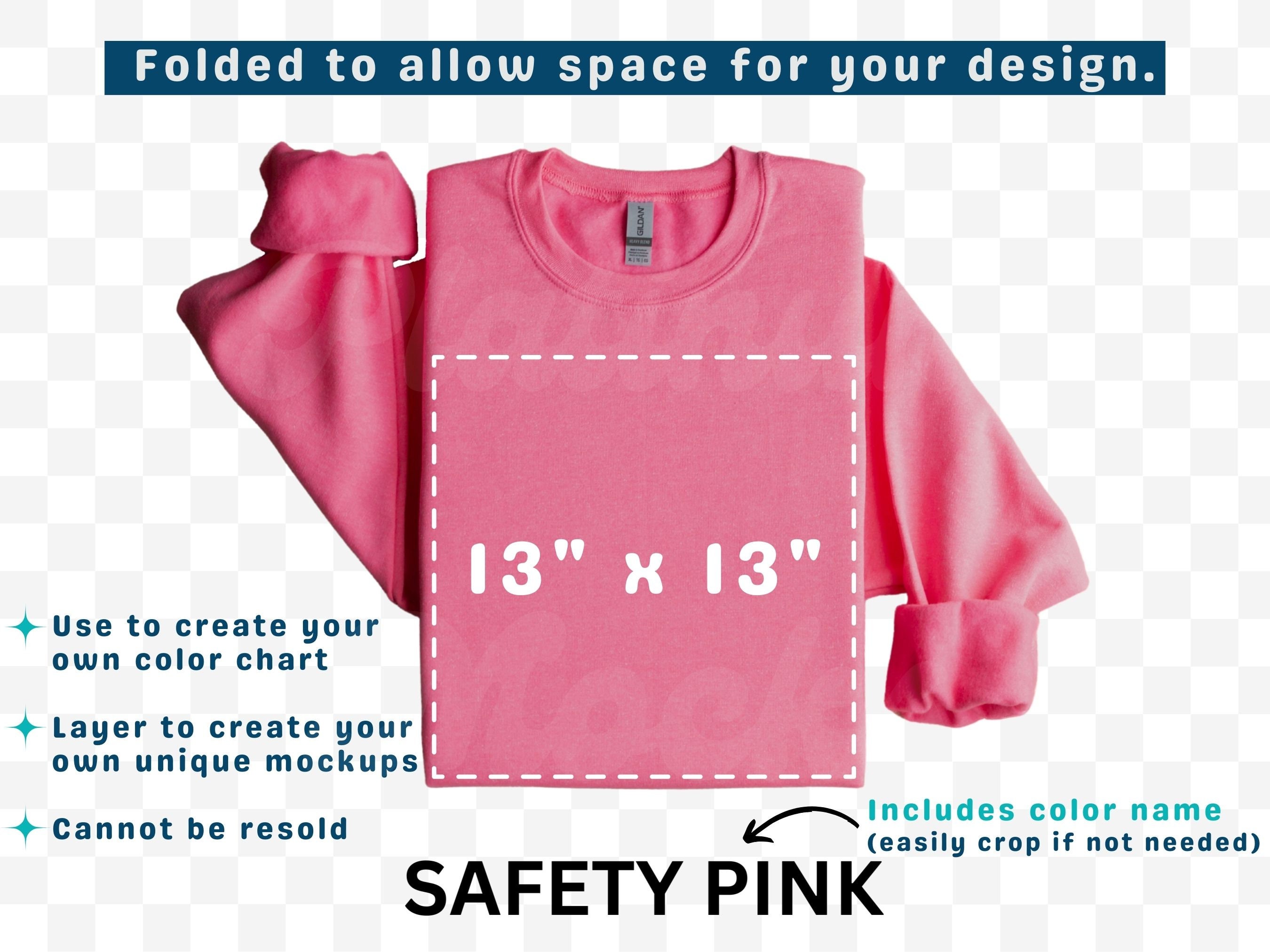 18000 Safety Pink Mockup Transparent Background PNG Safety Pink Gildan ...