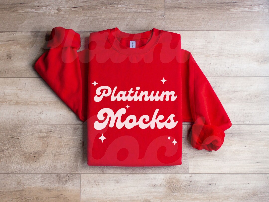 18000 Red Mockup || Red Gildan 18000 Mockup Folded Sweatshirt Mockup ...