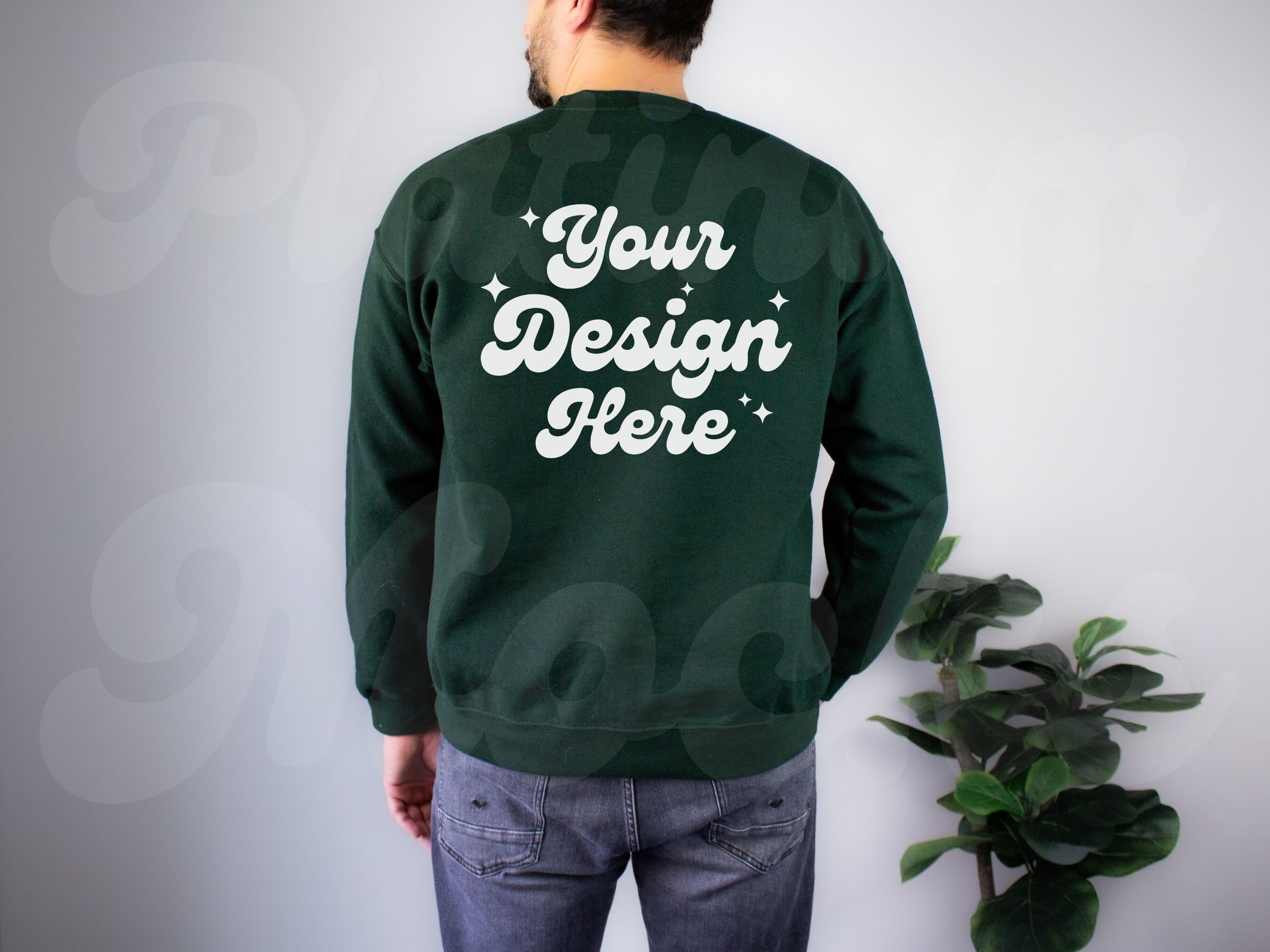18000 Forest Green Mockups Front and Back Men Gildan 18000 Mockup ...