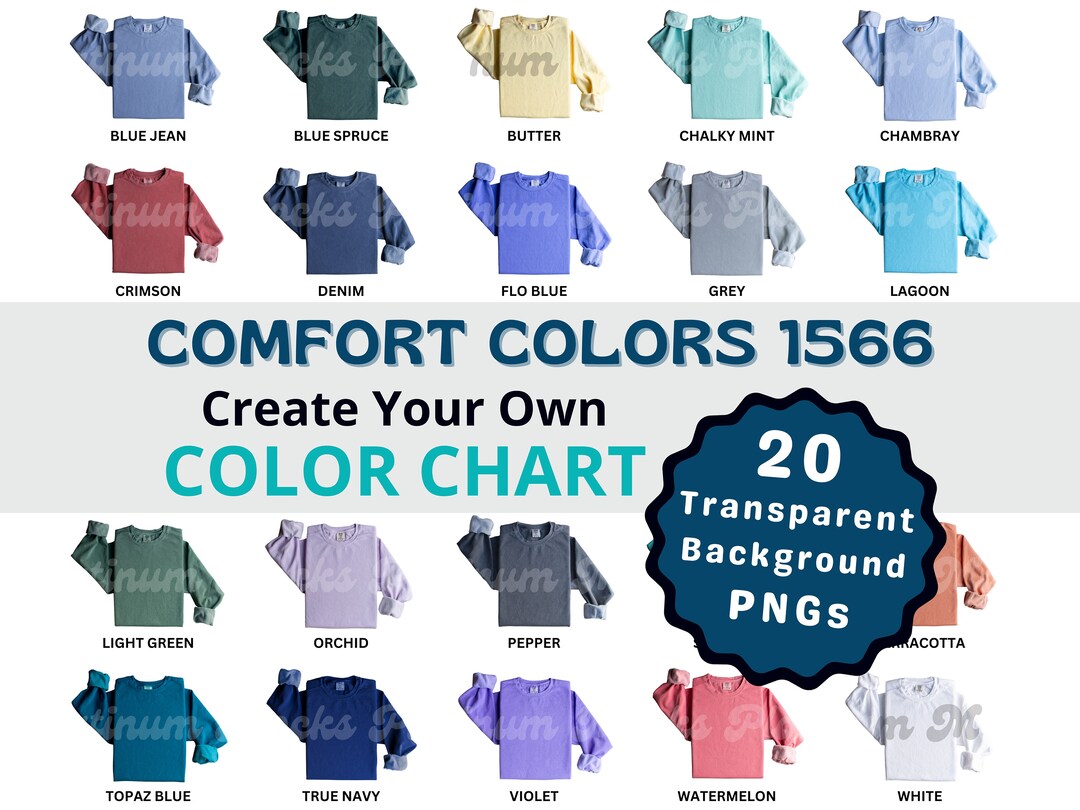 Comfort Colors 1566 Color Chart 1566 Comfort Color Chart Mockup Comfort ...