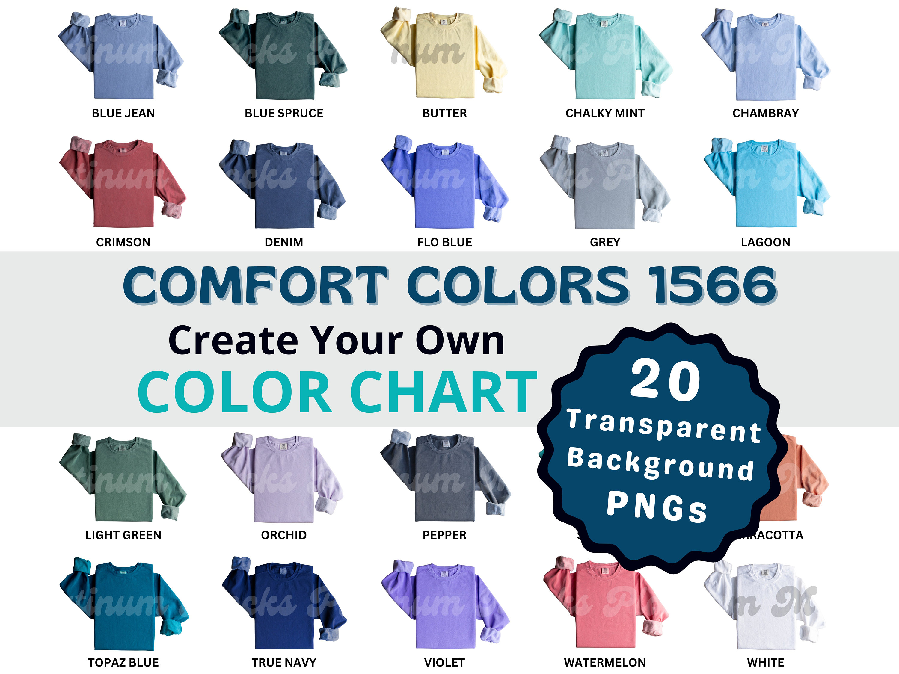 Comfort Colors 1566 Color Chart 1566 Comfort Color Chart Mockup Comfort ...