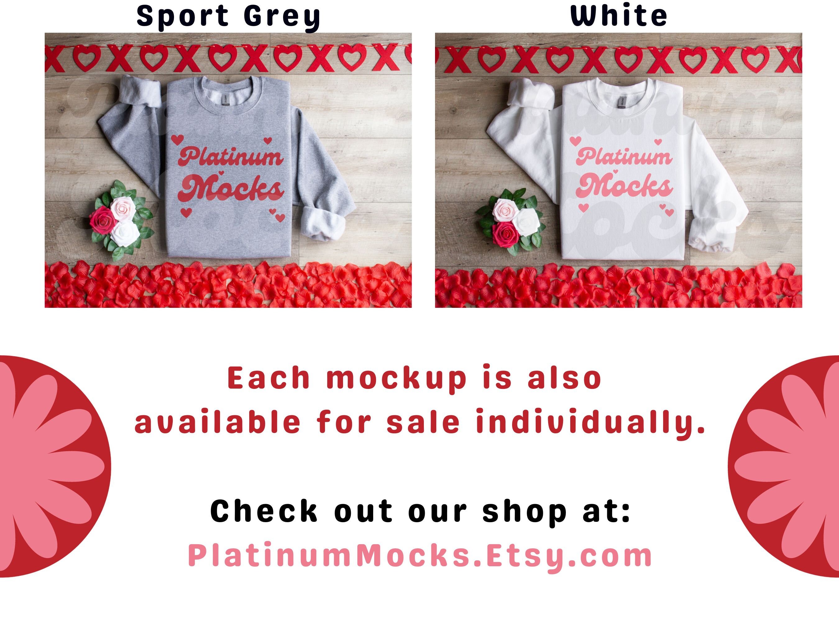 Gildan 18000 Valentines Day Mockup Bundle Folded Flat Lay Mockup Bundle ...