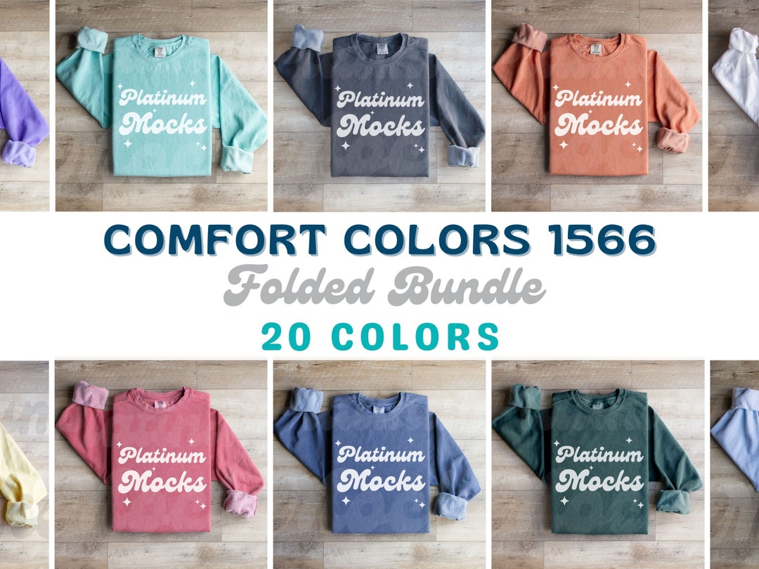 Comfort Colors 1566 Mockup Bundle Folded Flat Lay Mockup Bundle CC1566 ...