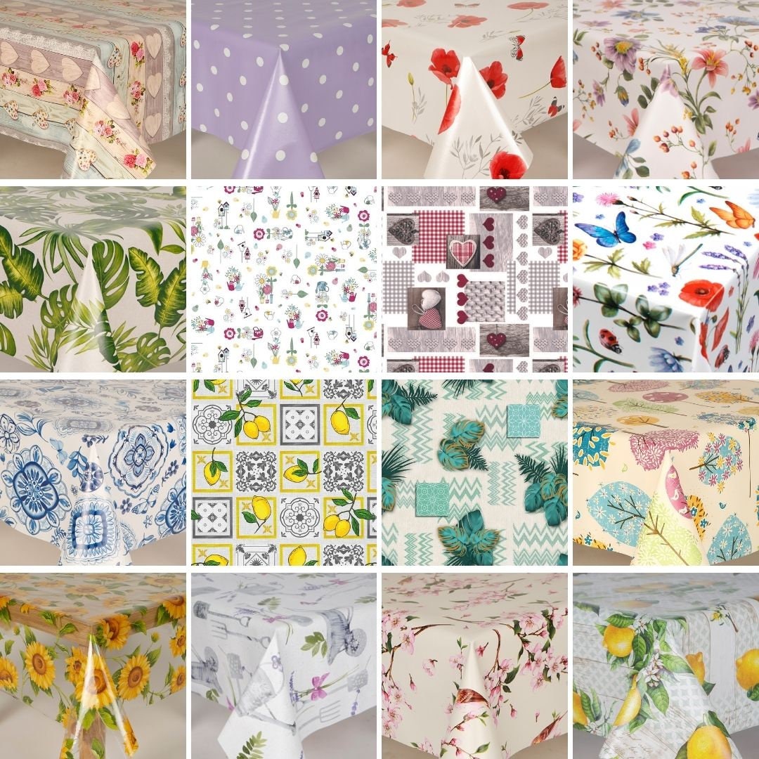 Summer Floral PVC Vinyl Wipe Clean Tablecloth - Wipe Clean Waterproof ...