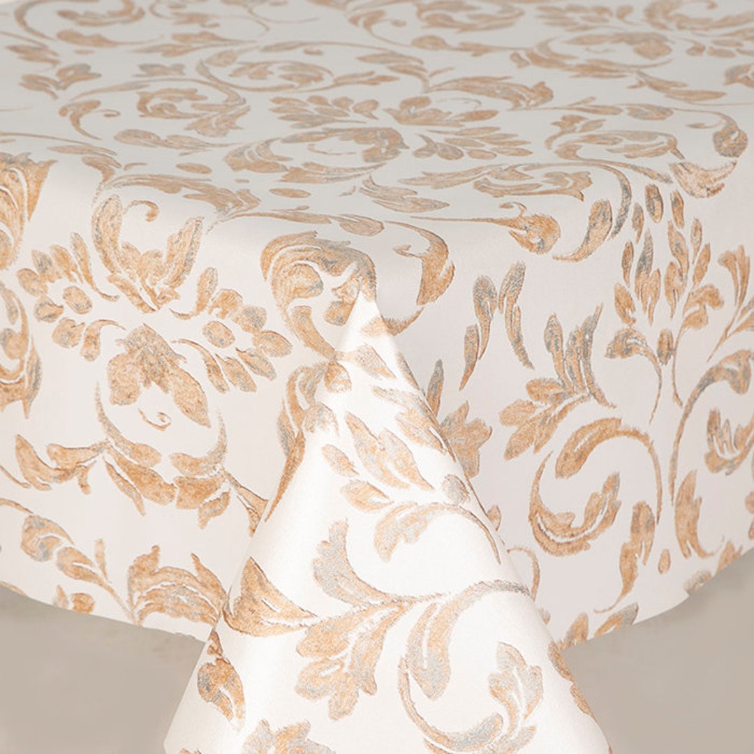 Scroll Copper Swirl PVC Vinyl Wipe Clean Tablecloth - Wipe Clean ...