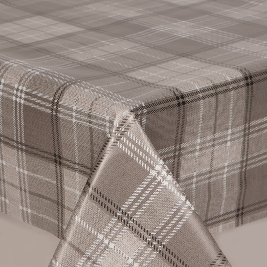 Tweed Grey Checked PVC Vinyl Wipe Clean Tablecloth - Wipe Clean ...