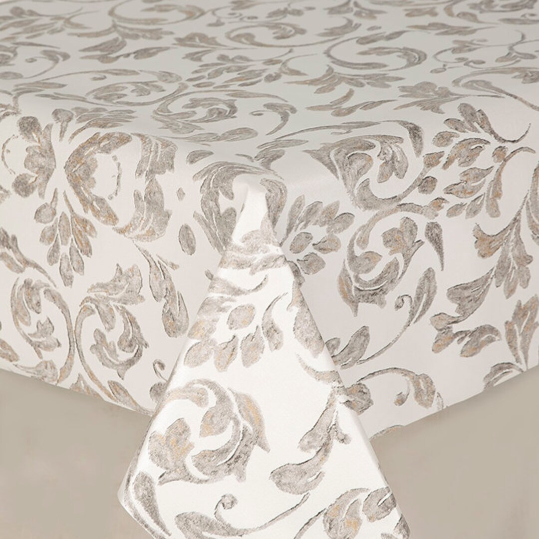 Scroll Bronze Grey Swirl PVC Vinyl Wipe Clean Tablecloth Wipe Clean ...