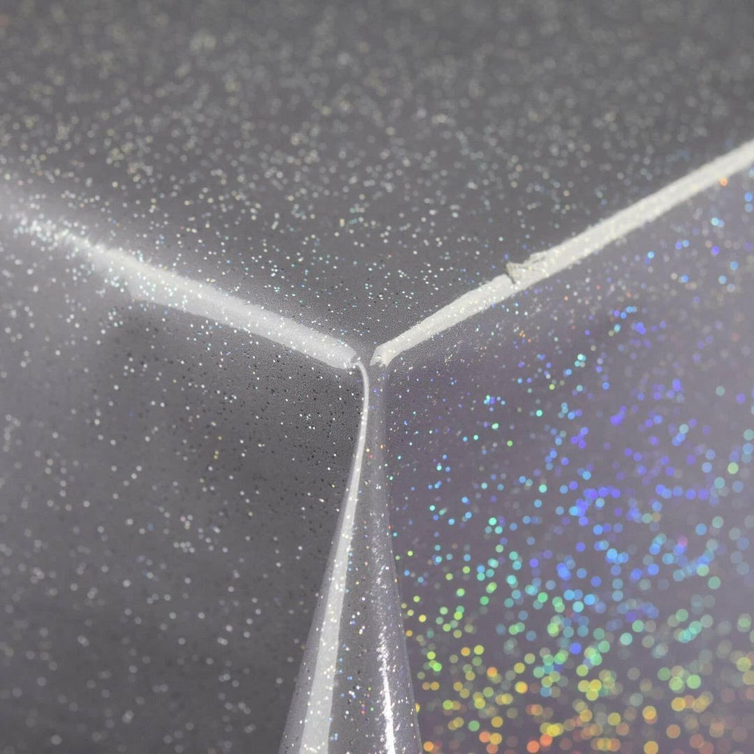 Grey Glitter Bling Thick PVC Vinyl Wipe Clean Tablecloth - Wipe Clean ...