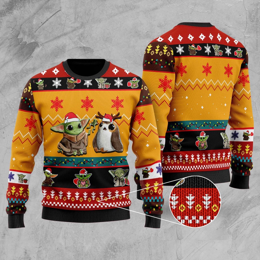 Yoda and Porg Christmas Ugly Sweater Christmas Sweatshirt - Etsy