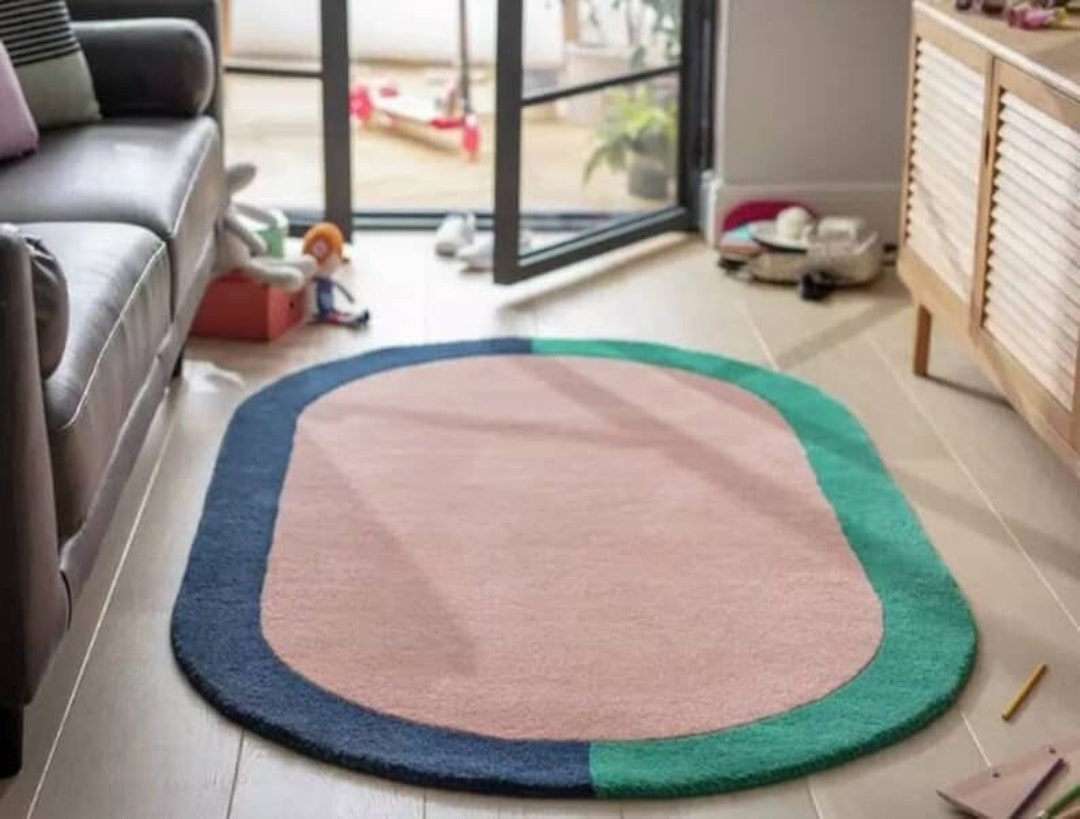 New Hand Tufted Irregular Shaped Custom Rug 100% Wool Handmade Area Rug ...