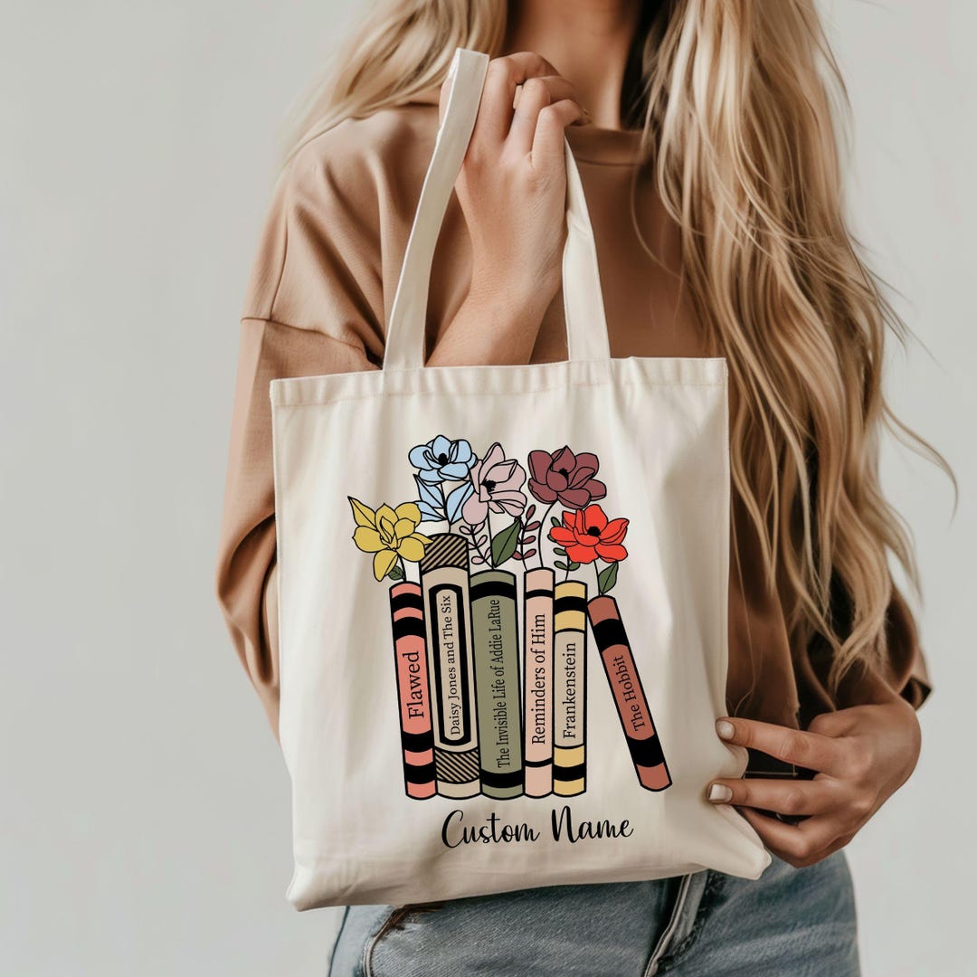 Custom Book List Tote Bag: Personalized Reader Gift - Etsy