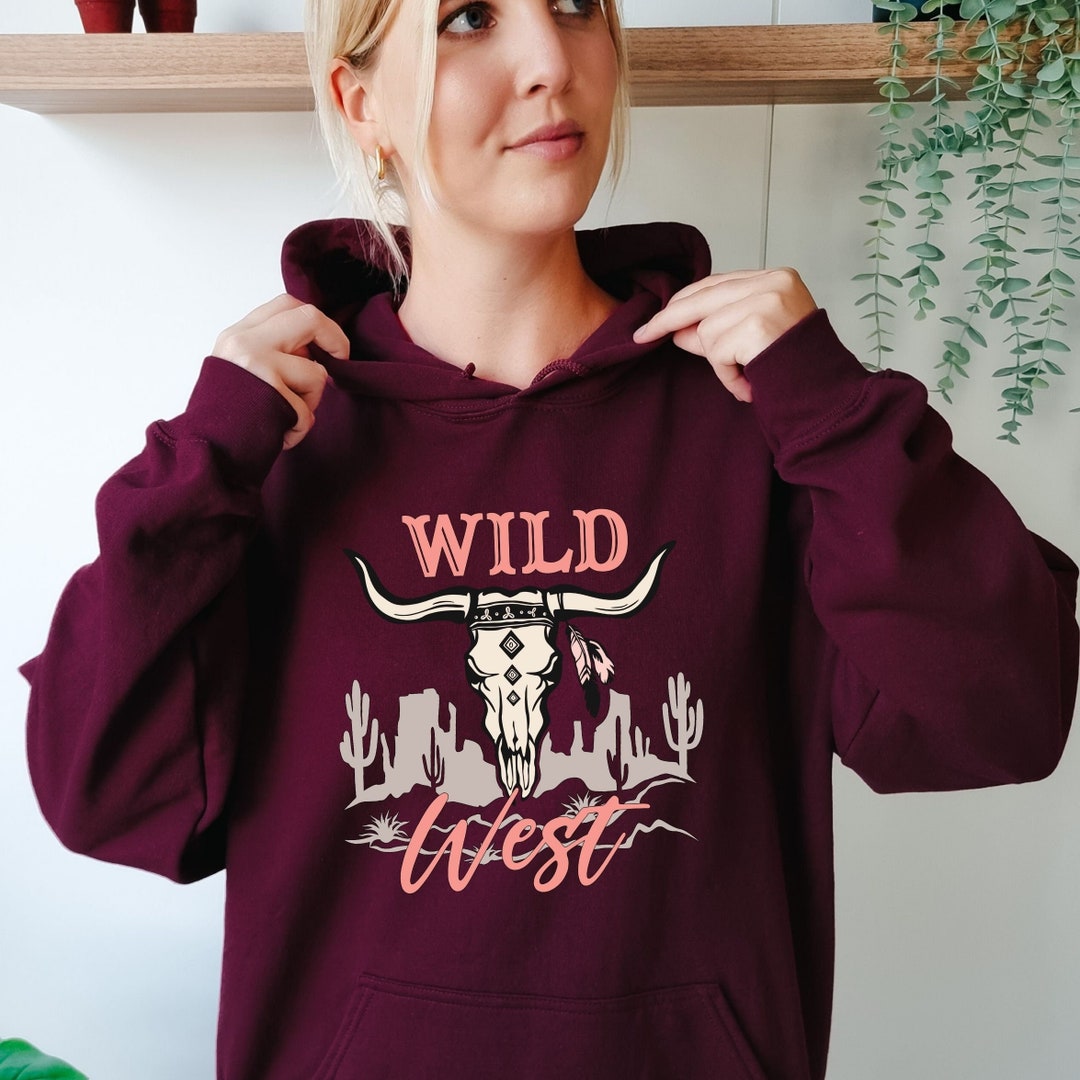 Wild West Graphic Hoodie, Wild West Hoodie, Cowboy Gifts, Wild Western ...