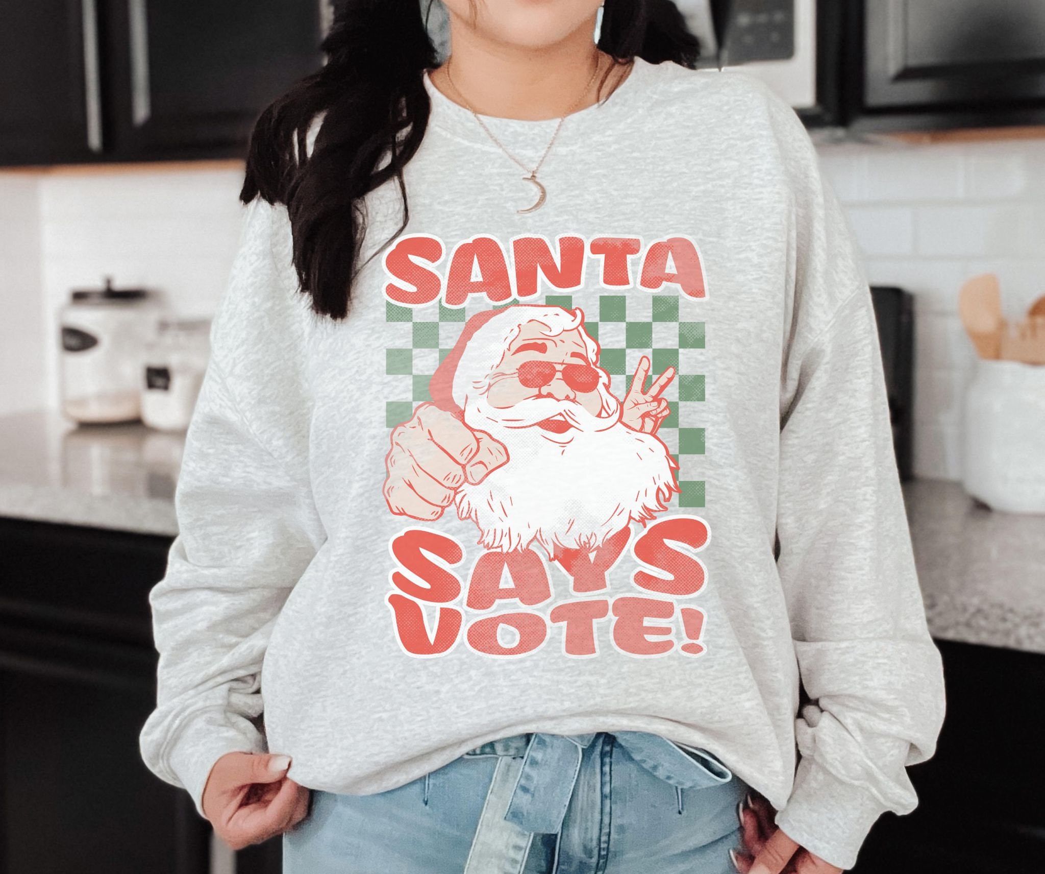 Santa Says Vote, Funny Santa Sweatshirt, Funny Christmas Shirt, Ugly ...