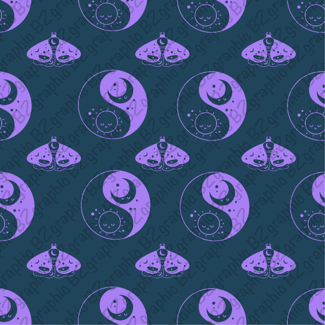 Yin Yang Mystical Seamless Design, Moth Seamless File, Yin Yang ...