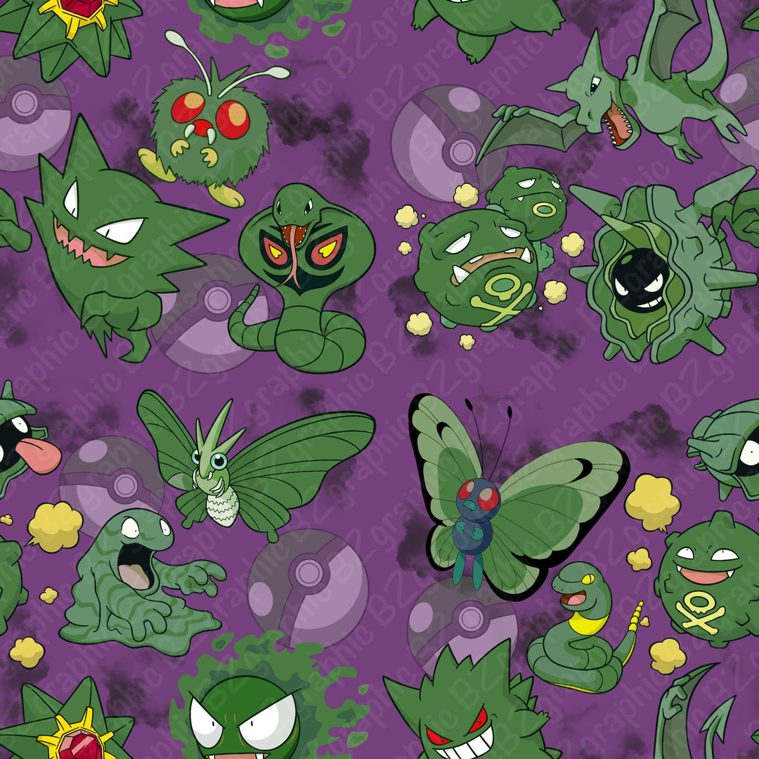 Green Poke Cartoon Seamless Design, 90s Cartoons Seamless File, Purple ...