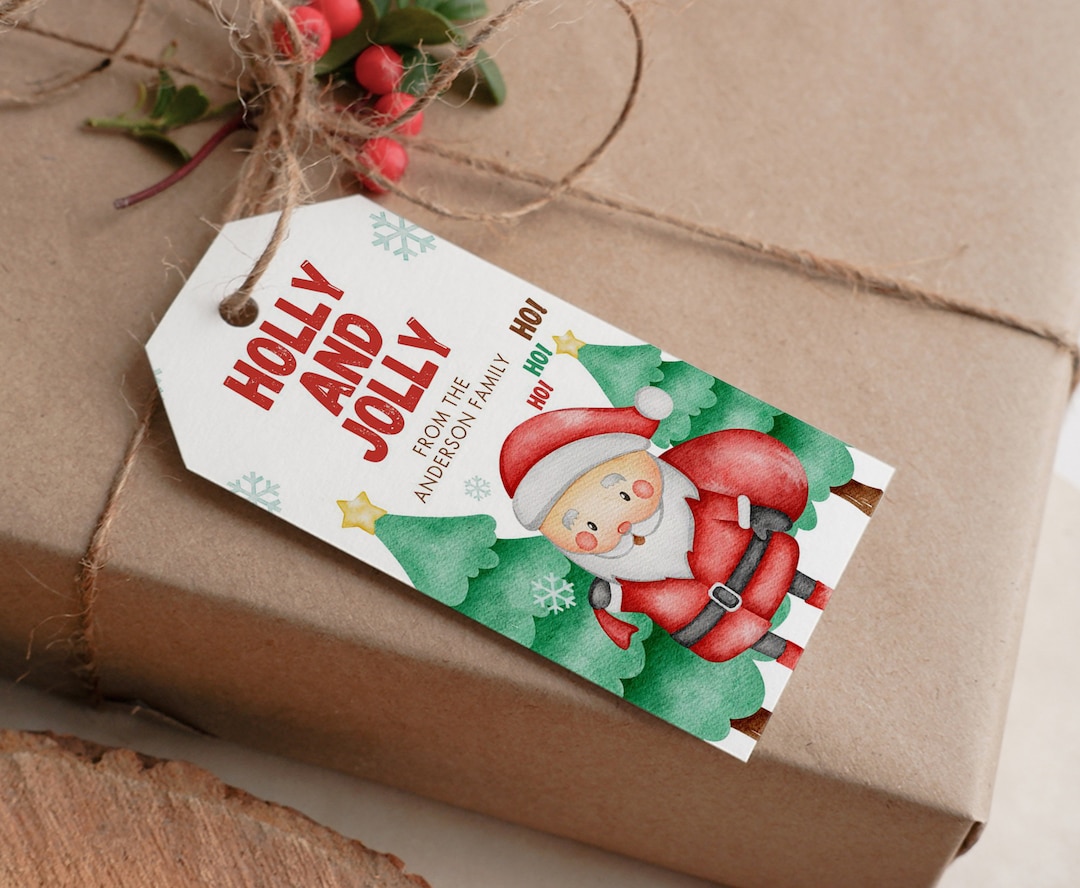 Canva Editable Christmas Favor Tag Holiday Gift Label Merry - Etsy