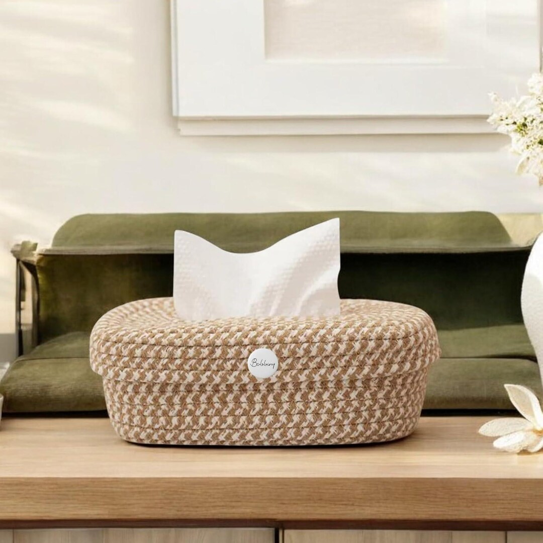 Jute Tissue Box, Jute Tissue Holder, Handmade Tissue Cover - Artistic ...