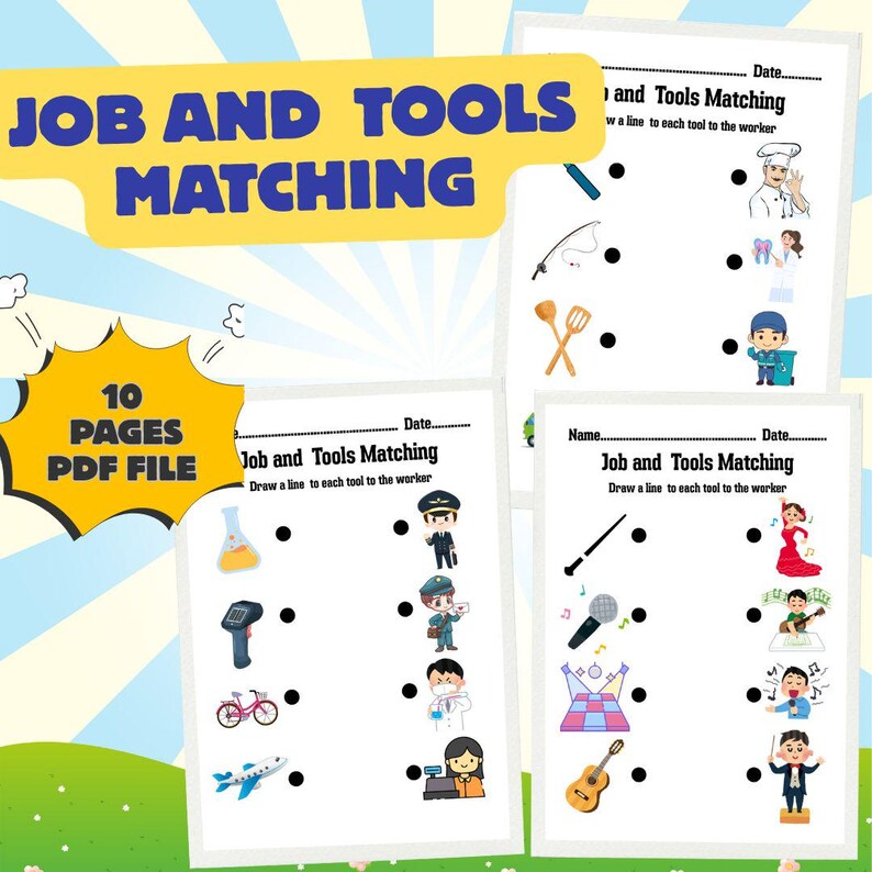 Community Helpers Matching Worksheet: Preschool & Kindergarten Activity ...