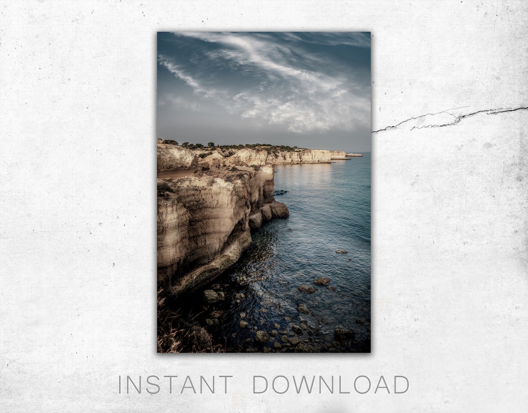 Ocean Cliff Vertical Art Printable Seascape Photo From the - Etsy