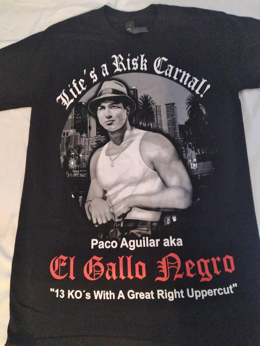 Paco Aguilar "el Gallo Negro" T-shirt: Life is a Risk Chicano Style - Etsy