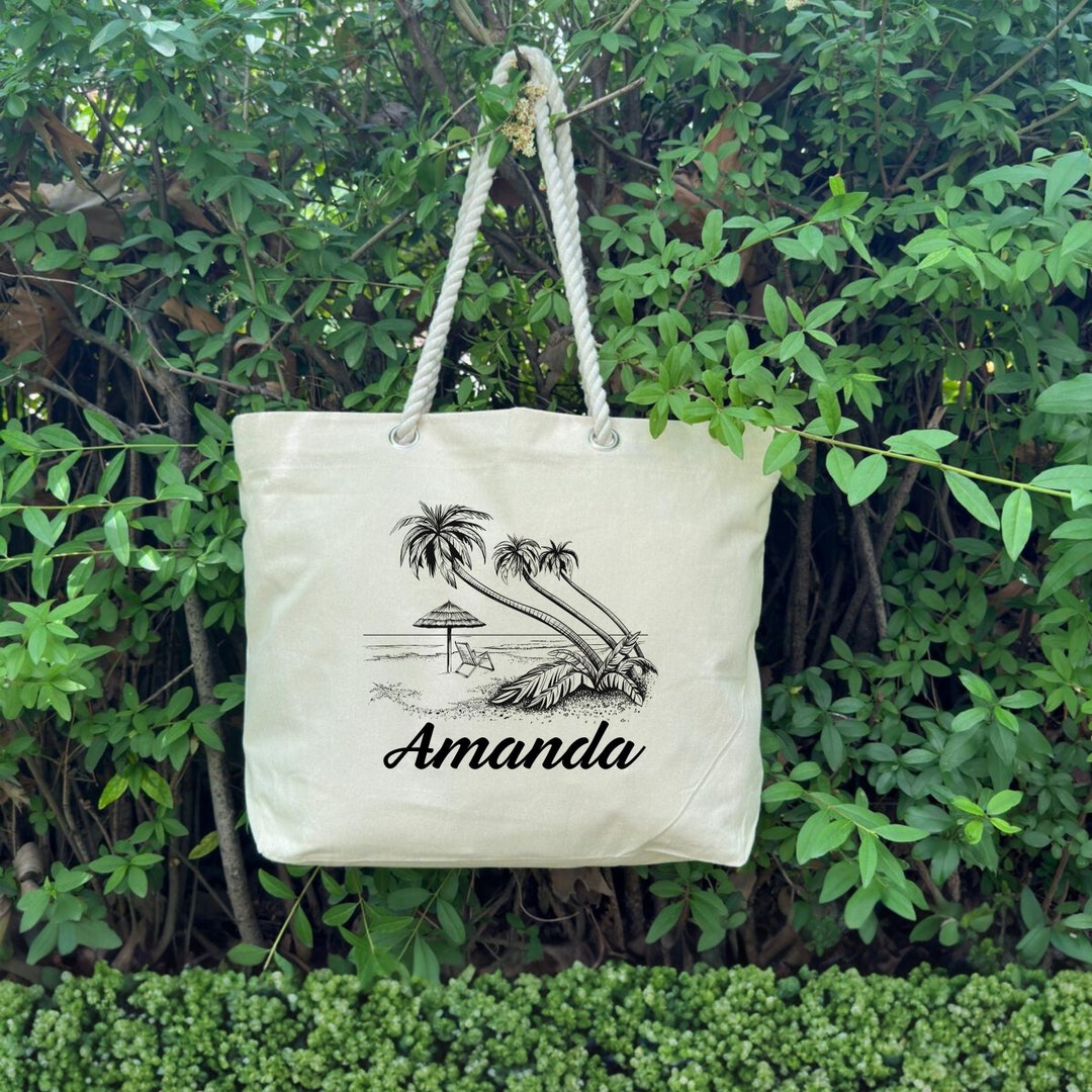 Personalized Beach Tote Bag, Custom Bridesmaid Bags for Wedding ...
