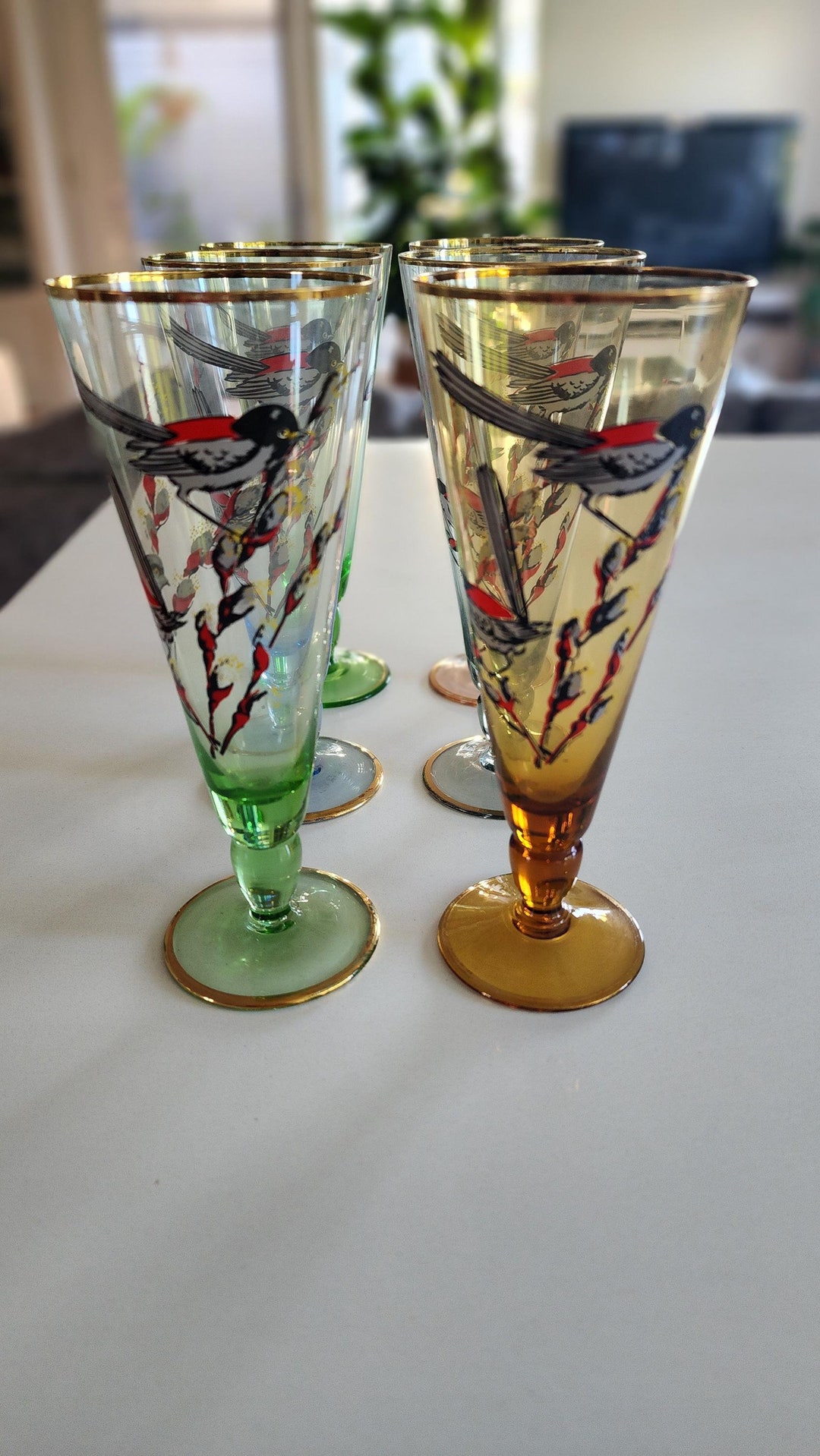 Vintage Retro Red Robin Coloured Tall Glasses - Etsy