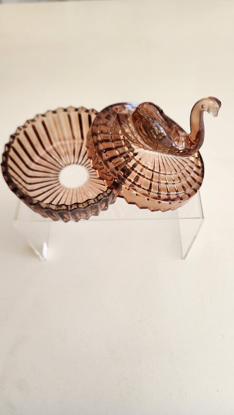 Vintage 1970's Glass Swan Dish - Etsy