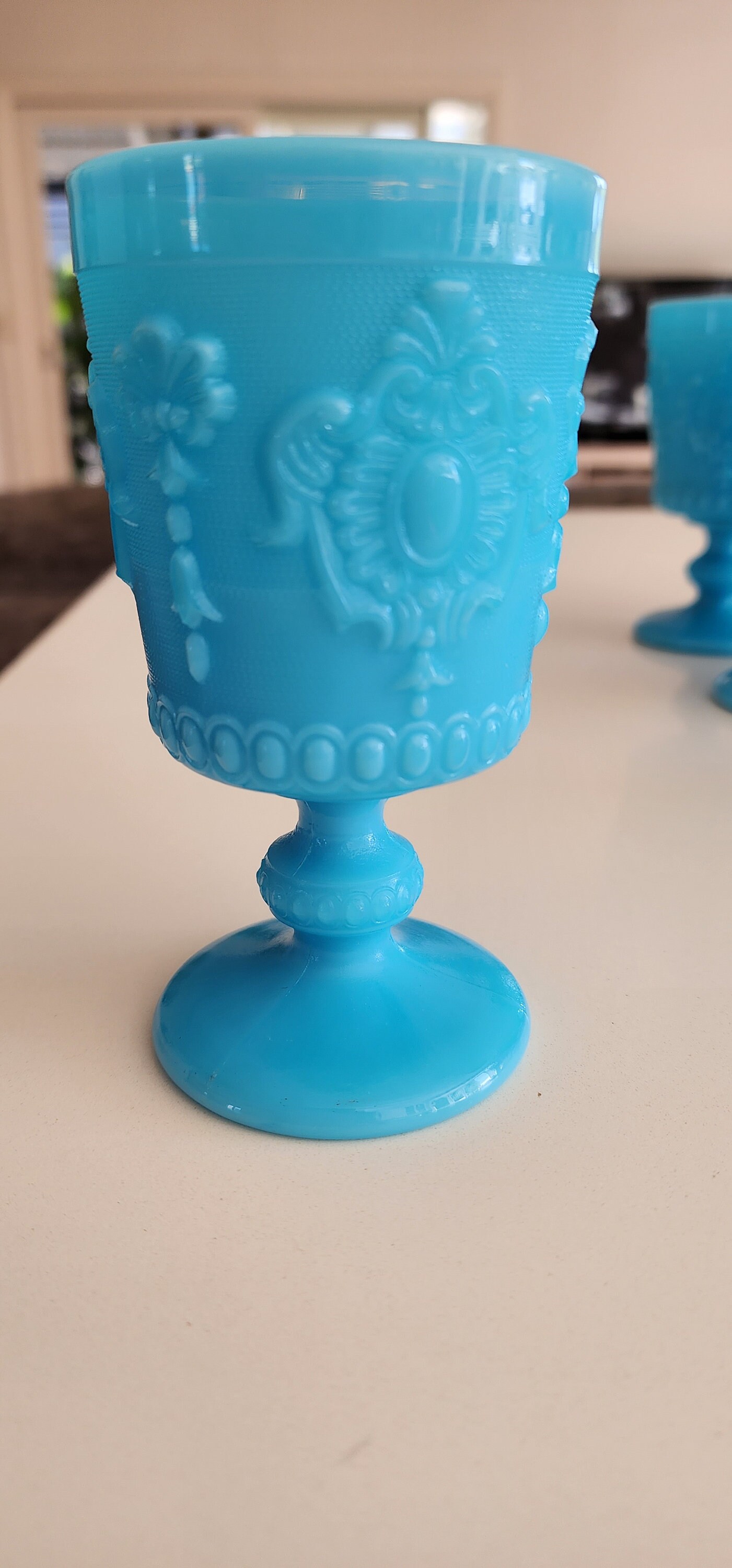 Aqua Milk Glass Opaline Goblets - Etsy