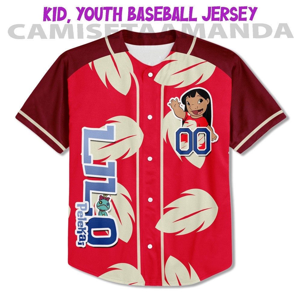 Custom Lilo and Stitch Lilo Red Binding Baseball Jersey - Etsy