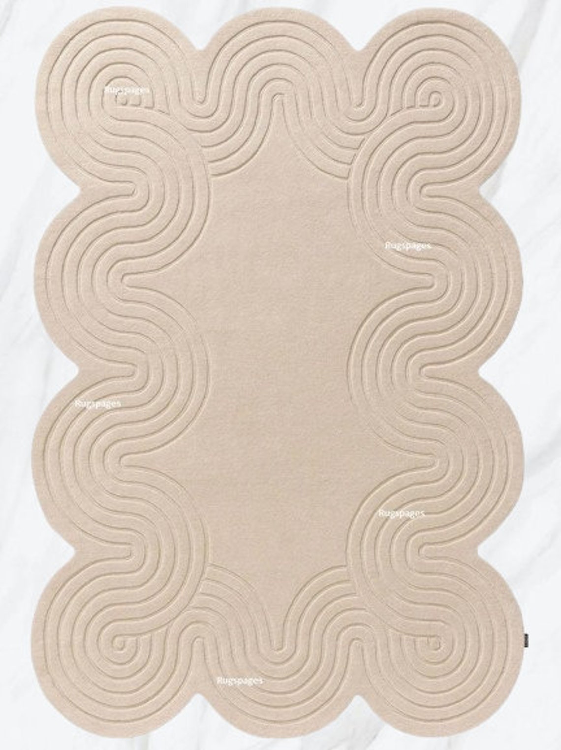 Scallop Rug Hand-tufted Carpet, Handmade Area Rug for , Bedroom, Living ...